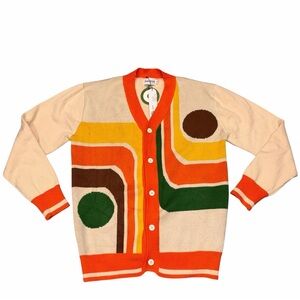 OXKnit | Sweaters | New Oxknit Mens Retro Cream Multicolor Geometric ...